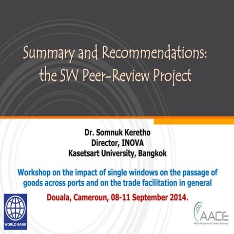 Summary and recommendations of the SW Peer review project | PDF