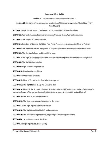 ARTICLE III Bill Of Rights Summary article-iii-bill-of-rights-summary