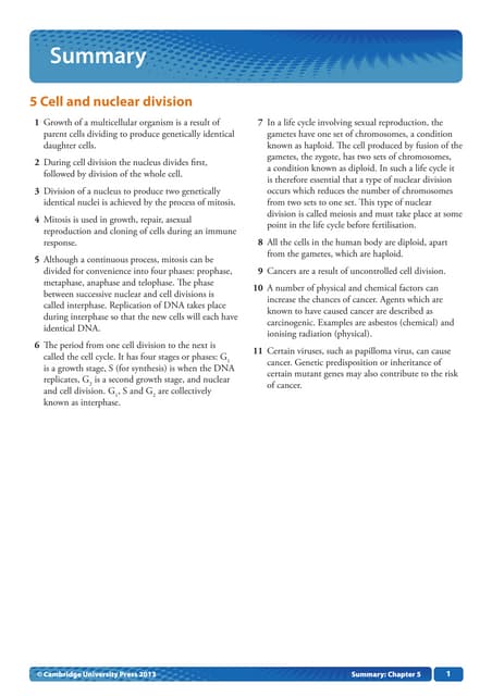 Study guide for cells and cell reproduction test | DOCX