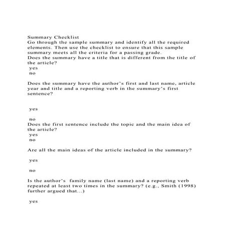 Summary ChecklistGo through the sample summary and identify al.docx