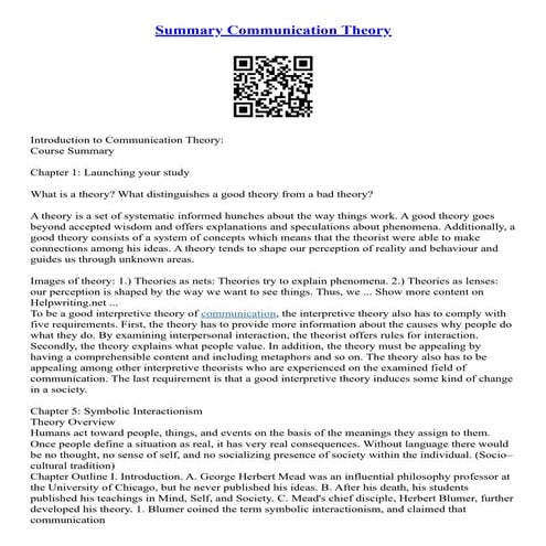 Summary Communication Theory | PDF