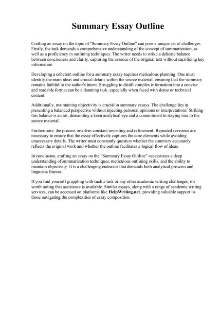 How To Write Summary Essay | PDF