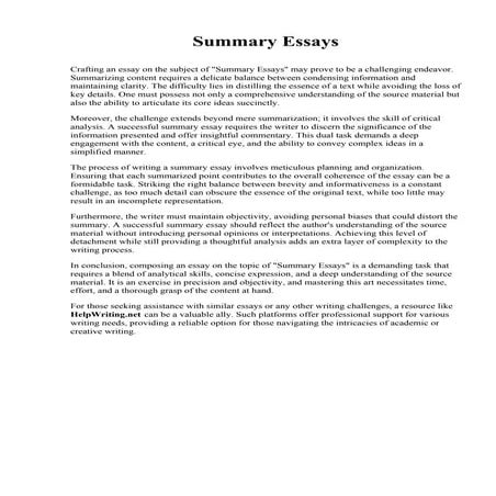 Summary Essays. Eastern Kentucky University | PDF