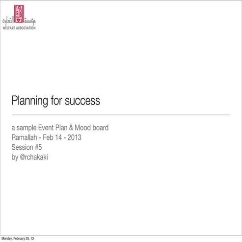 Workshop Summary & Event planning | PPT