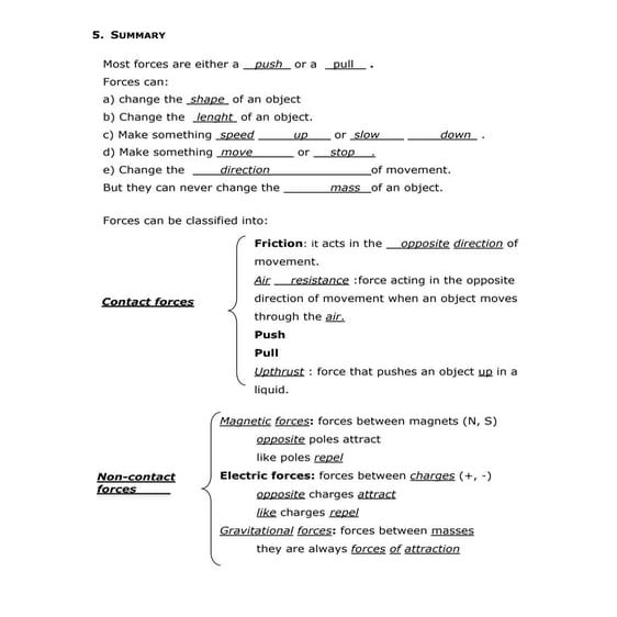 Summary glossary forces | PDF