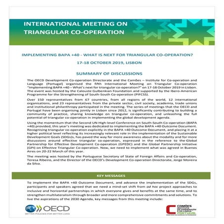 Summary 2019 International Meeting on Triangular Co-operation | PDF
