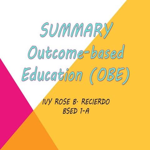 Summary OBE | PPTX | Educational Assessment | Education
