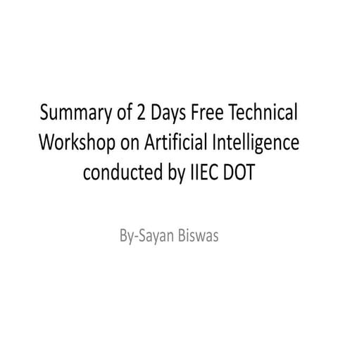 Summary of 2 days free technical workshop | PPT