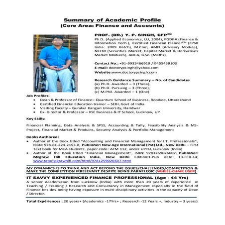 Summary of academic profile | DOCX | Business | Business and Finance