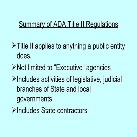 Summary Of ADA Title II Regulations | PPT
