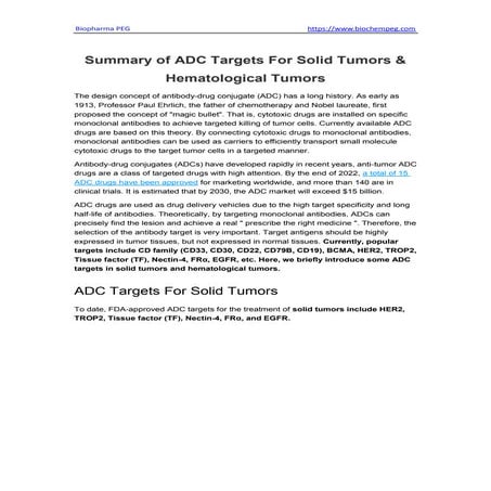 Summary of ADC Targets For Solid Tumors & Hematological Tumors.pdf ...