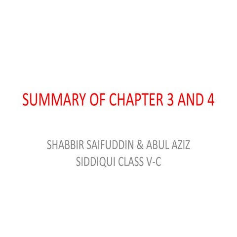 Summary of chapter 3 and 4 shabbir and aziz | PPTX