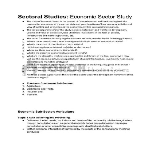 Summary of CLUP Vol 2 Economic Sector Study | PPTX