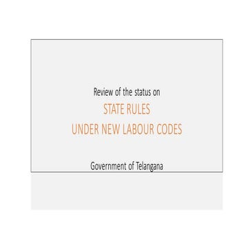 Summary of Social Security Codes with respect to the Telangana State ...