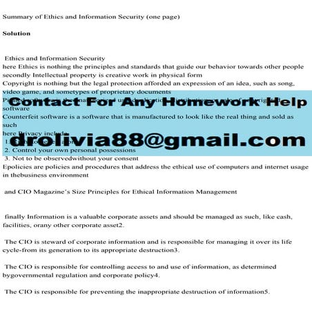 Summary of Ethics and Information Security (one page)Solution.pdf