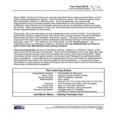 Events and Activities for Fun Fest 2010 | PDF
