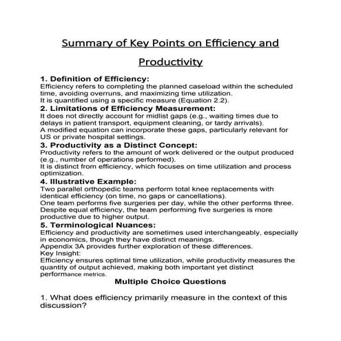 Summary of Key Points on Efficiency and Productivity.docx