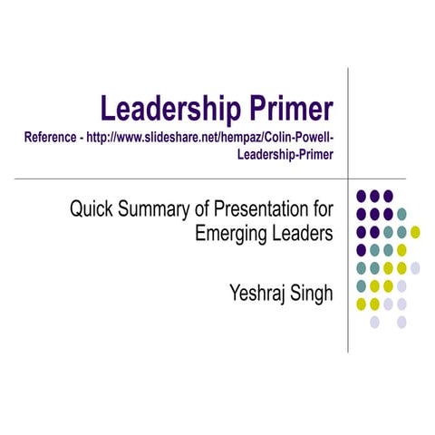 Summary of leadership presentation (Leadership Primer) | PPT