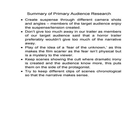 Summary of Primary Audience Research | DOCX