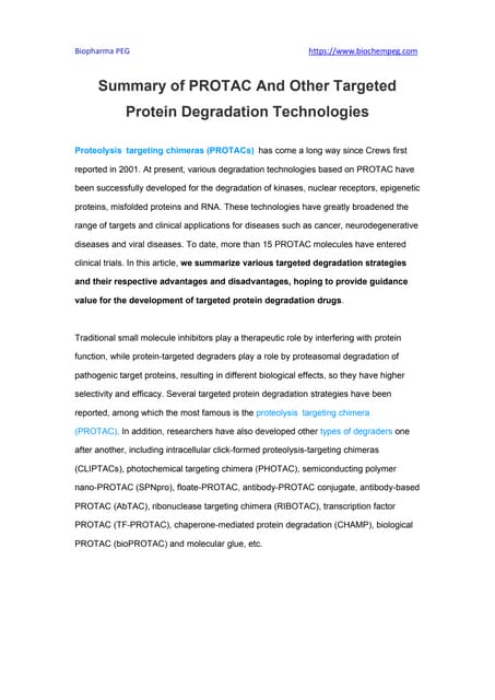 PROTAC Technology in Tumor Targeted Therapy - Creative Biolabs | PPTX | Cancer | Diseases and ...