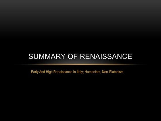 The Renaissance Education | PPTX