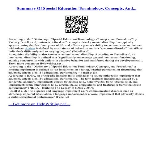 Summary Of Special Education Terminology, Concepts, And... | PDF