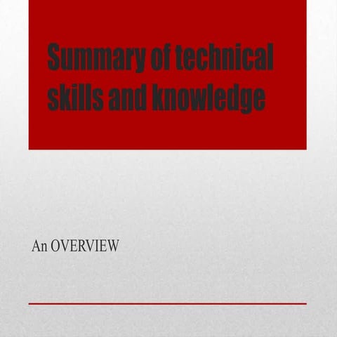Summary of technical skills and knowledge | PPTX | Photo Editing ...