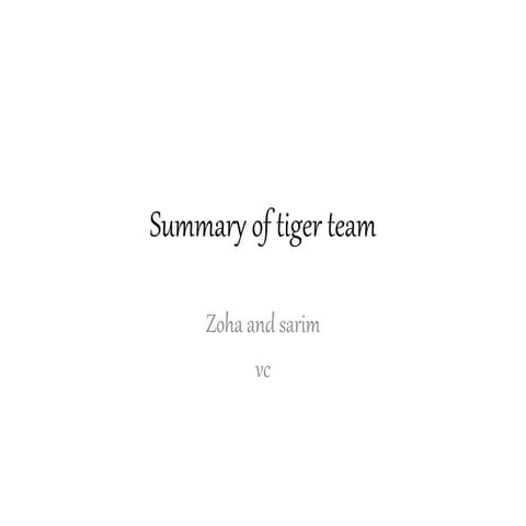 Summary of tiger team by sarim and zoha | PPTX