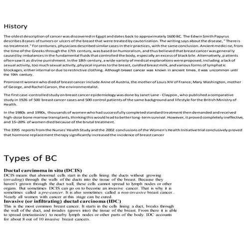 Summary on breast cancer | DOCX