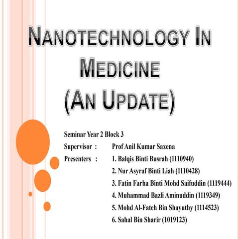 Nanotechnology in medicine | PPTX