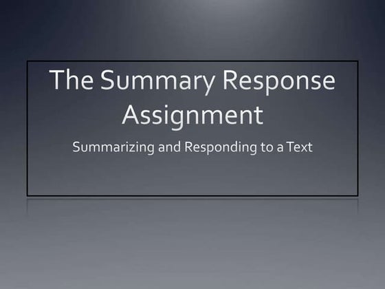 Summary Response | PPT