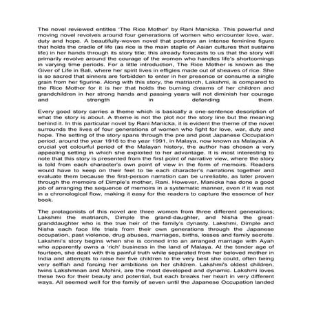 Summary rice mother | PDF