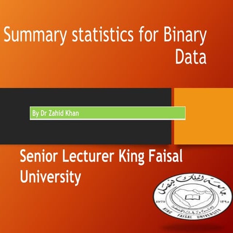 Summary statistics for binary data lecture | PPTX | Smoking Cessation ...