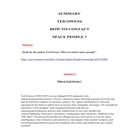 SUMMARY TED OWENS AND CE5. | PDF