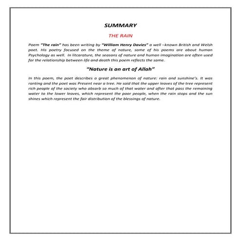 SUMMARY THE RAIN | PDF