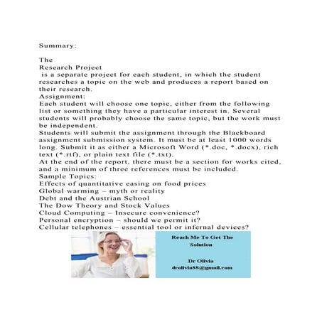 SummaryThe Research Project is a separate project for eac.docx