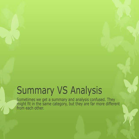 Summary vs Analysis | PPTX