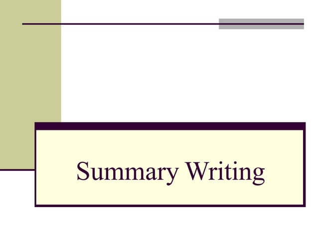 Summary writing | PPT
