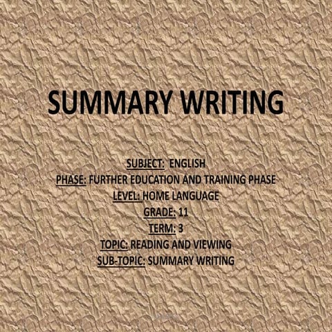 Writing an effective summary