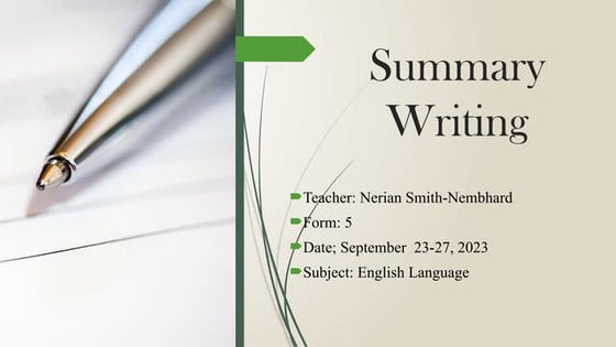 Summary writing tips and techniques | PPTX