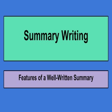 Summary writing | PPTX