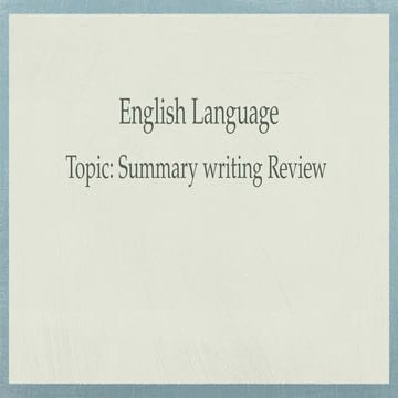 Summary writing Review lesson CSEC.ppttx | PPTX