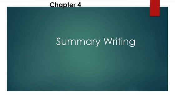 Summary Writing Skills | PDF