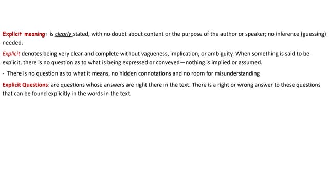 Explicit versus implicit meaning | PPTX