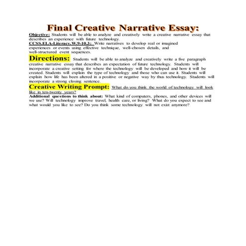 Summative creative narrative essay | DOCX