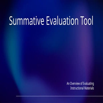 Summative Evaluation Tool for designing Social Studies Materials | PPTX