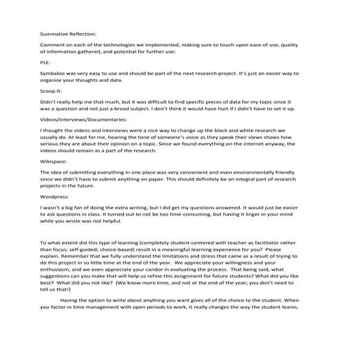 Summative reflection | PDF