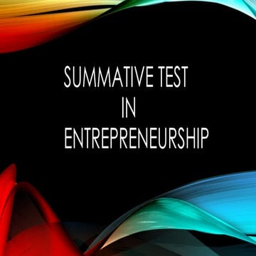 SUMMATIVE TEST-Entrepreneurship subject | PPTX