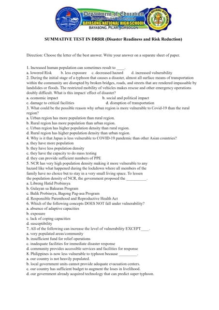 1st Periodical Exam DRRR.docx