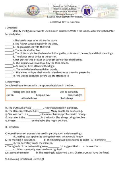 English proficiency test (the answer) | PDF